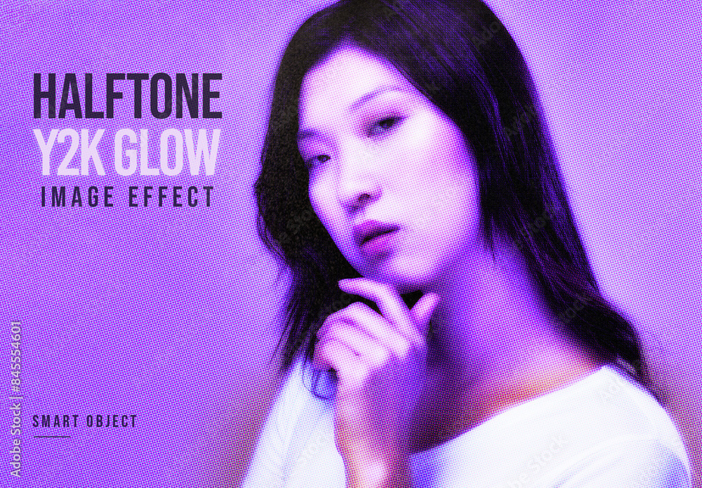 Halftone Y2K Glow Image Effect Stock Template | Adobe Stock