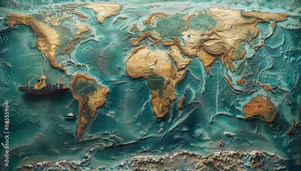 Global Trade Routes, Maps or illustrations showcasing the major trade ...