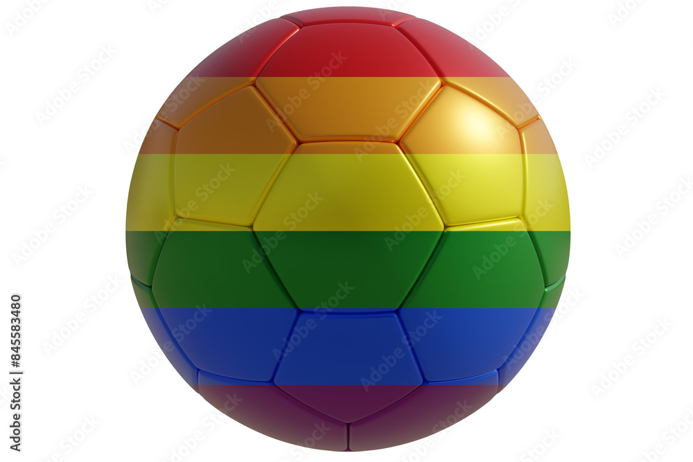 Gay pride rainbow color soccer ball isolated on white, transparent ...