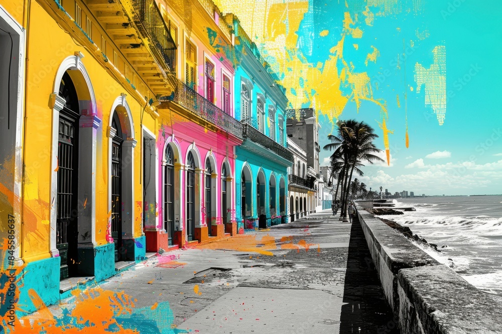 Colonial Architecture and Coastal Beaches of Recife Art Collage Stock ...