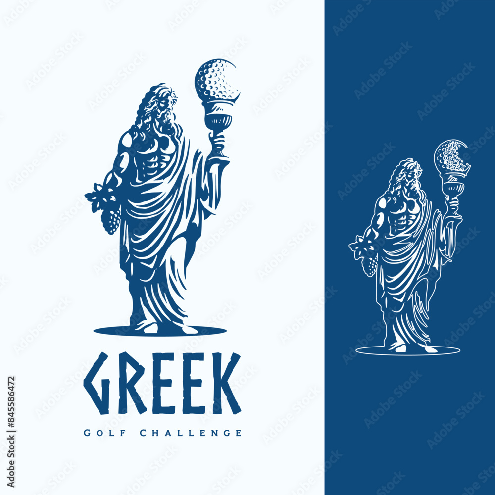 Logo design greek person statue holding golf ball vintage sport logo ...