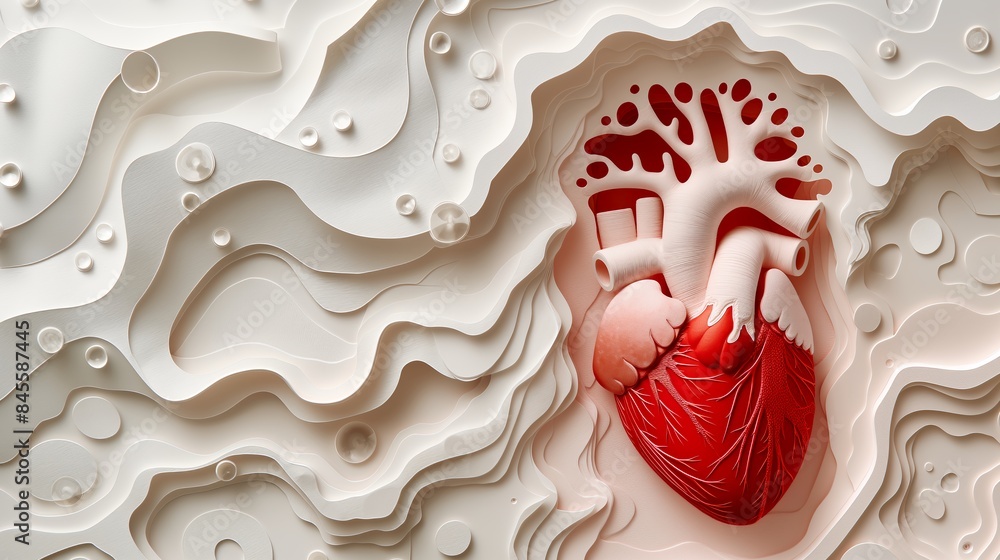 Paper cut Anatomical Heart with Detailed Arteries and Veins Stock ...
