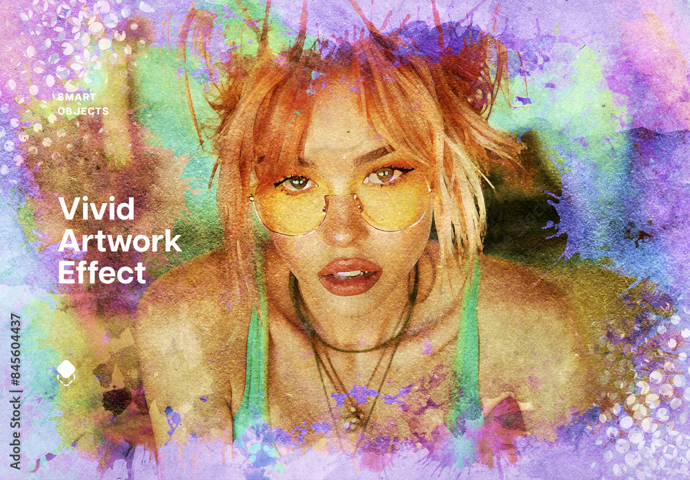 Vivid Artwork Photo Effect Mockup Stock Template | Adobe Stock