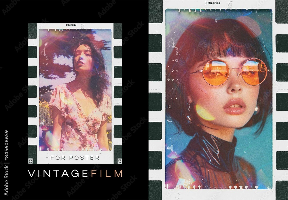 Old Movie Frame Poster Photo Effect Mockup With Generative AI Stock ...