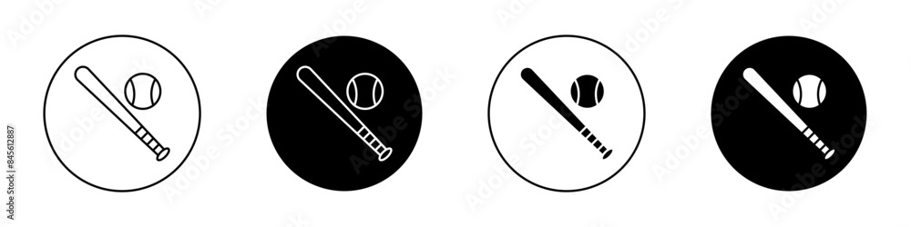 Classic Baseball and Bat Icon Set. Traditional Sport Equipment Vector ...