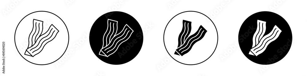 Bacon Icon Set Crispy pork bacon slice vector symbol. Icon for bacon ...