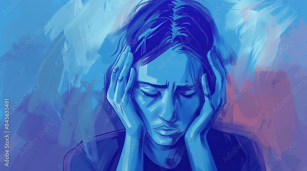 woman experiencing a debilitating migraine headache conveying the ...