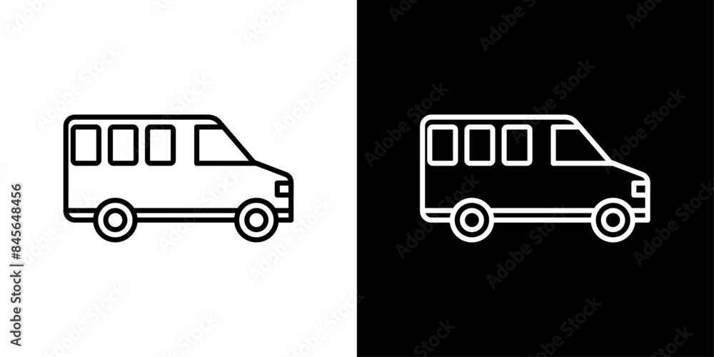 Delivery van icon set. Transit minibus vector symbol. Courier package ...