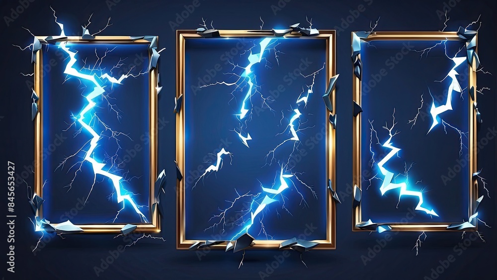 Lightning frames are square and rectangular forms with blue electric ...