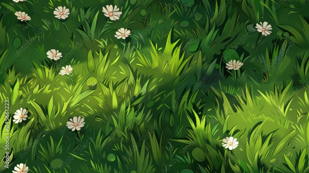 Seamless grass texture, 2d game grass texture, cartoon seamless grass ...