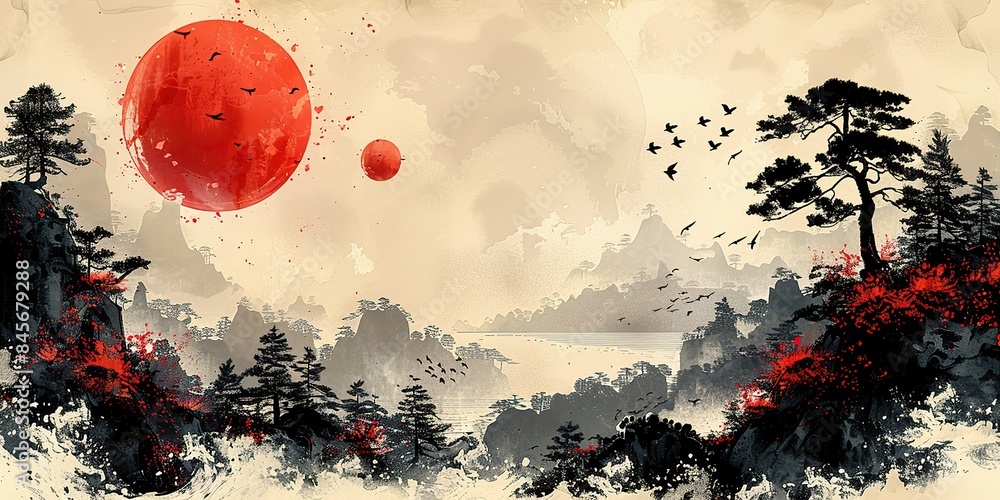 background modern of a japanese flag with japanese symbols traditional ...