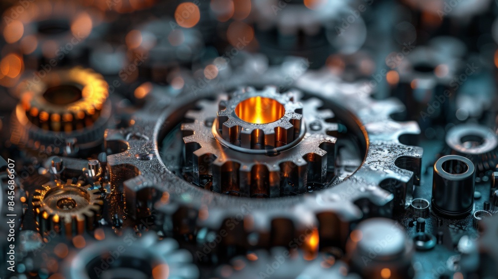 ภาพประกอบสต็อก network cog abstract symbol in center, stock photo ...