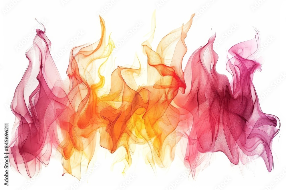 Tall and slender fire flames with elongated curves and a soft gradient ...