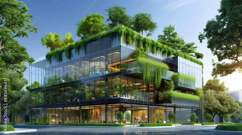 Modern Sustainable Architecture with Green Roof and Facade, Eco ...