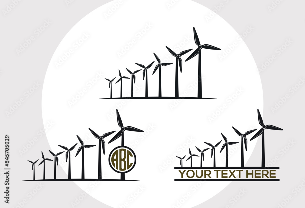 Wind Turbine SVG Cut File, Wind Turbines Landscape Svg, Wind Energy Svg ...
