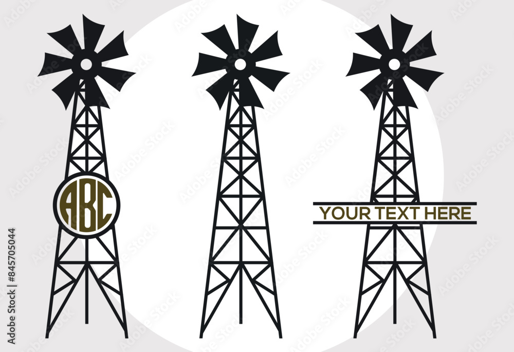 Wind Turbine SVG Cut File, Wind Turbines Landscape Svg, Wind Energy Svg ...