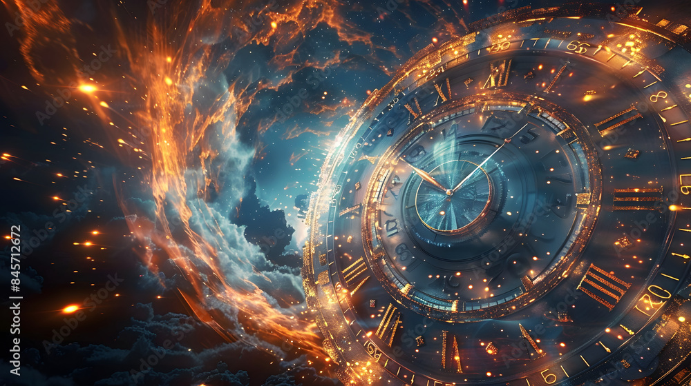 Time Travel Technology Background with the concept of Clocks and Time ...