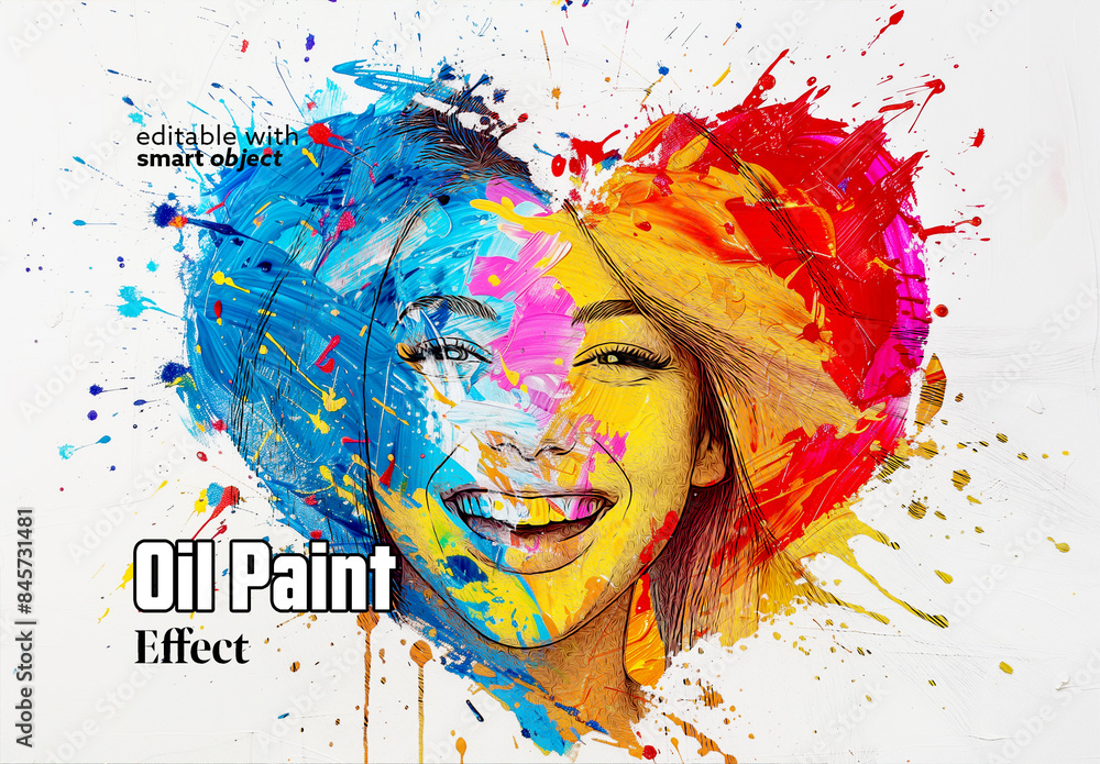 Oil Paint Effect with Ai Generated Elements Stock Template | Adobe Stock
