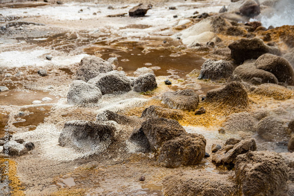 Alolabad geothermal area in Ethiopia with surreal landscape of colorful ...