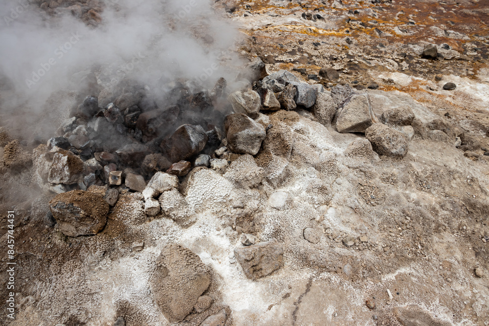 Alolabad geothermal area in Ethiopia with surreal landscape of colorful ...