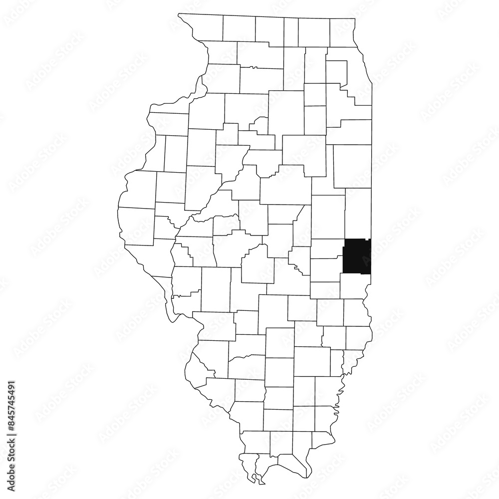 Map of Edgar County in Illinois state on white background. single ...