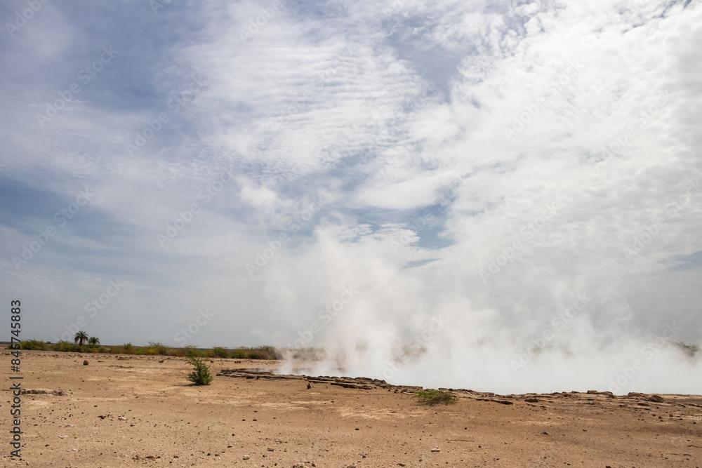 Alolabad geothermal area in Ethiopia with surreal landscape of colorful ...