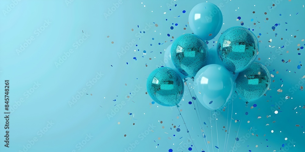 Dazzling Royal Blue Party Balloons with Confetti on Serene Sage Green ...