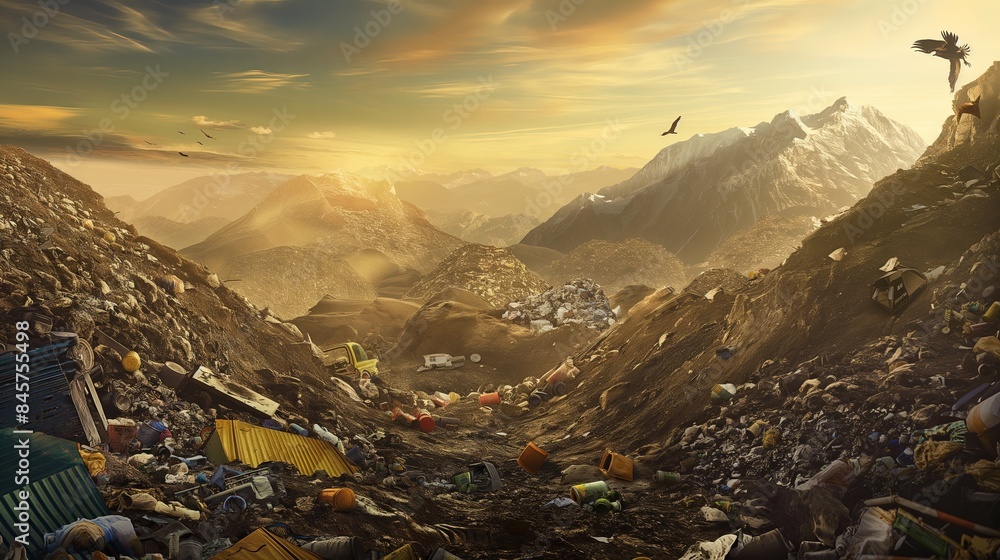 Environmental pollution: Mountains of garbage in landfills. Stock ...