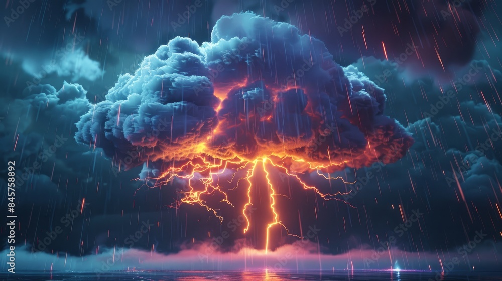 Illustrating a futuristic thunderstorm weather and meteorology concept ...