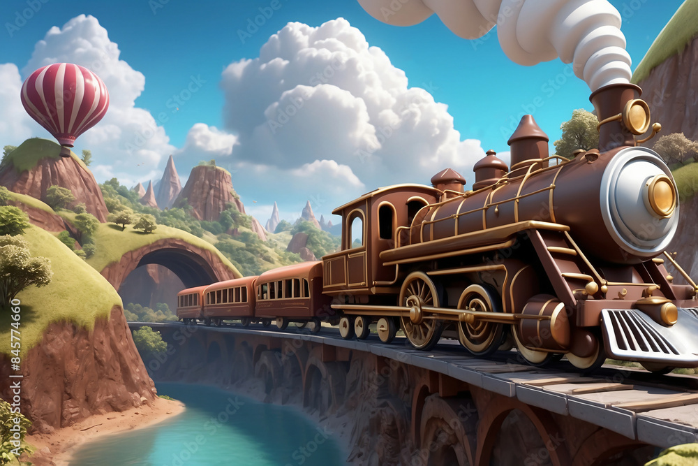 Magical Chocolate Candy Train in Fantastical Landscape: Chocolate Train ...