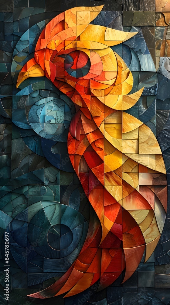 Cubism Art, An oracle receiving cryptic visions of a phoenix's rising ...