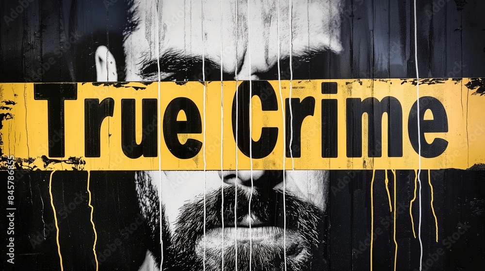 Black and white grunge male portrait and yellow paint stripe with text ...