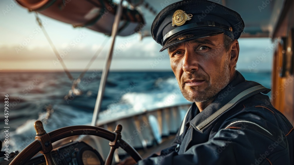 The picture of the military working as the marine captain for sailing ...