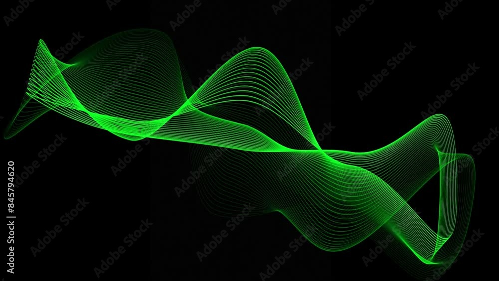 Abstract green line animation with four colour accents, spinning and ...