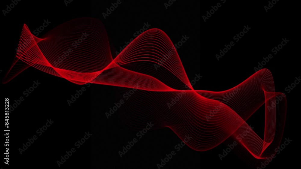 Abstract red line animation with four colour accents, spinning and ...