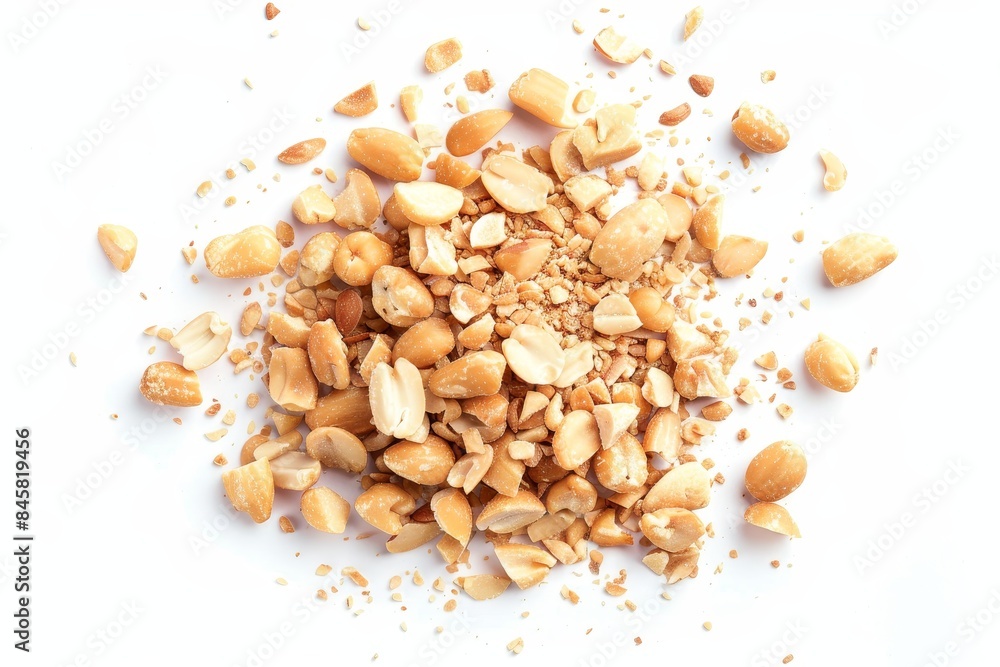 Crumbled peanuts broken roasted nuts heap of peanut crumbs whole ...
