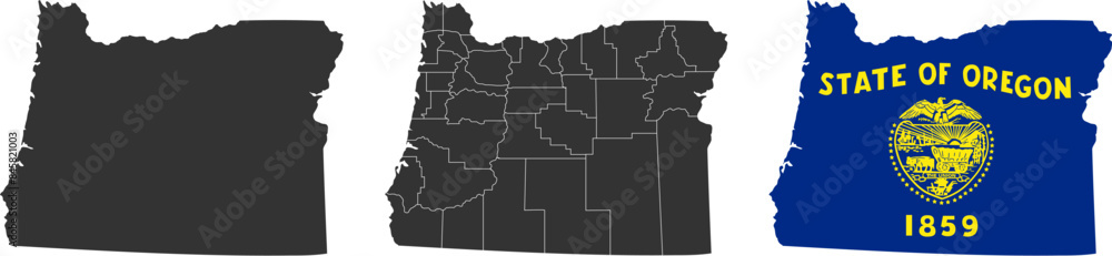Oregon state of USA. Oregon flag and territory. States of America ...