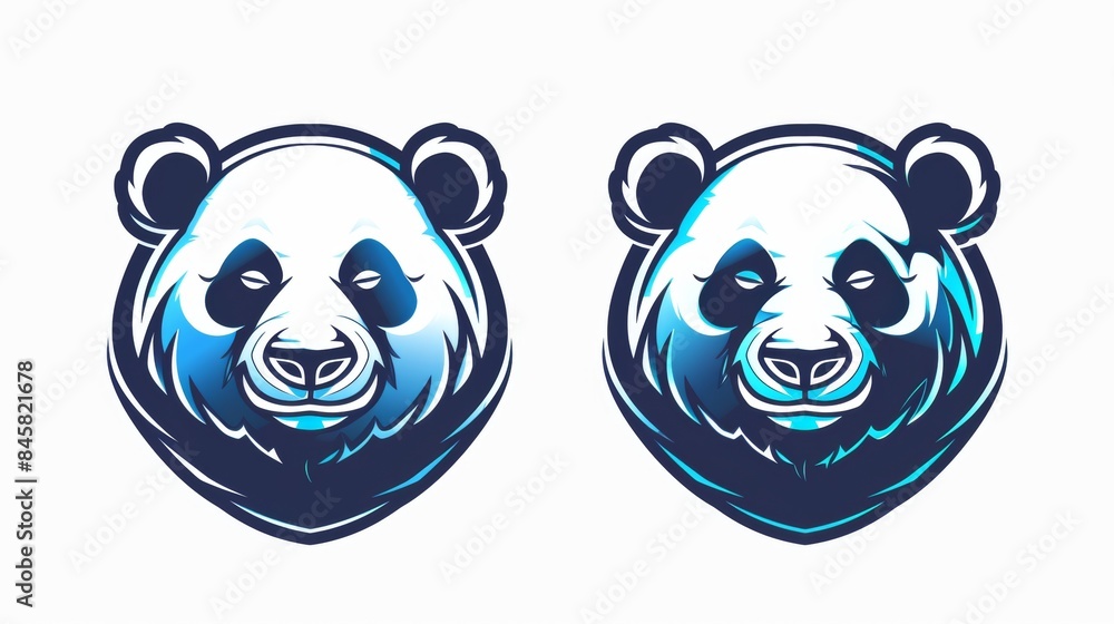 Mascot logo design of a panda with bold line. Clipart vector ...