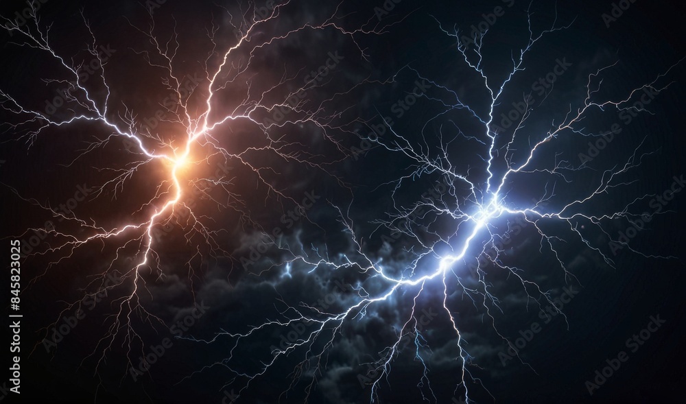 A flash of lightning and thunder spark on a transparent background ...