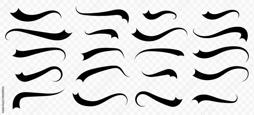 Set of Swoosh and swoop underline typography tails shape in flat styles ...