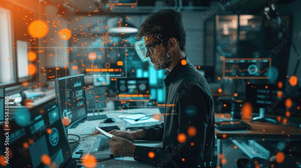 Skilled scientist using innovation technology to searching and ...