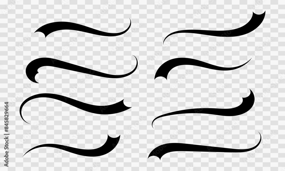 Set of Swoosh and swoop underline typography tails shape in flat styles ...
