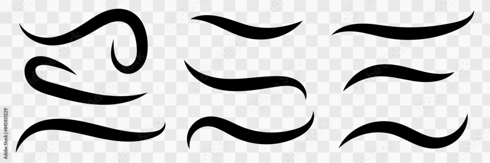 Set of Swoosh and swoop underline typography tails shape in flat styles ...