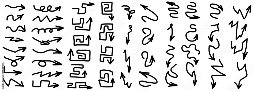 Hand drawn arrow icon vector set. Doodle sketch arrow icons with ...