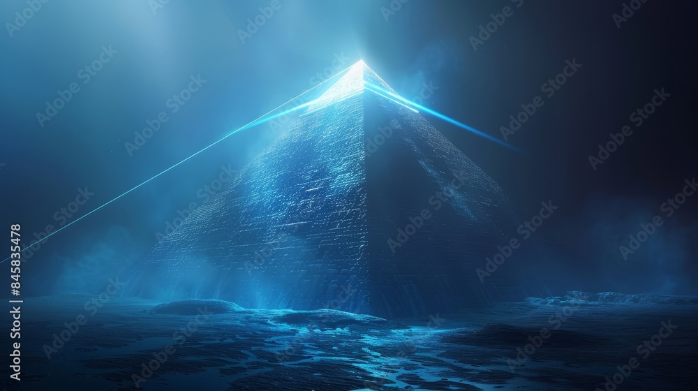 Illuminated Pyramid in a Mystical Landscape - A glowing pyramid with ...