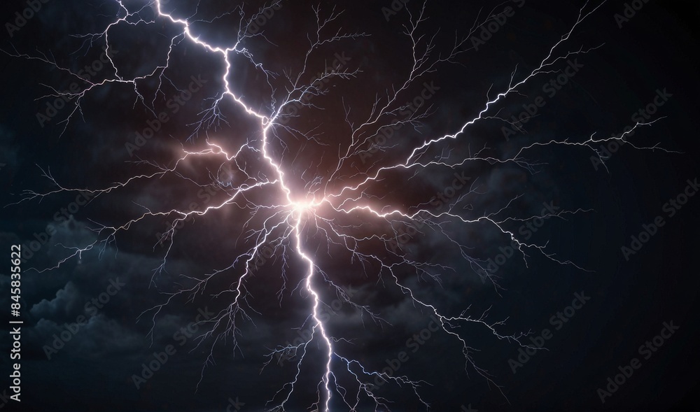 A flash of lightning and thunder spark on a transparent background ...