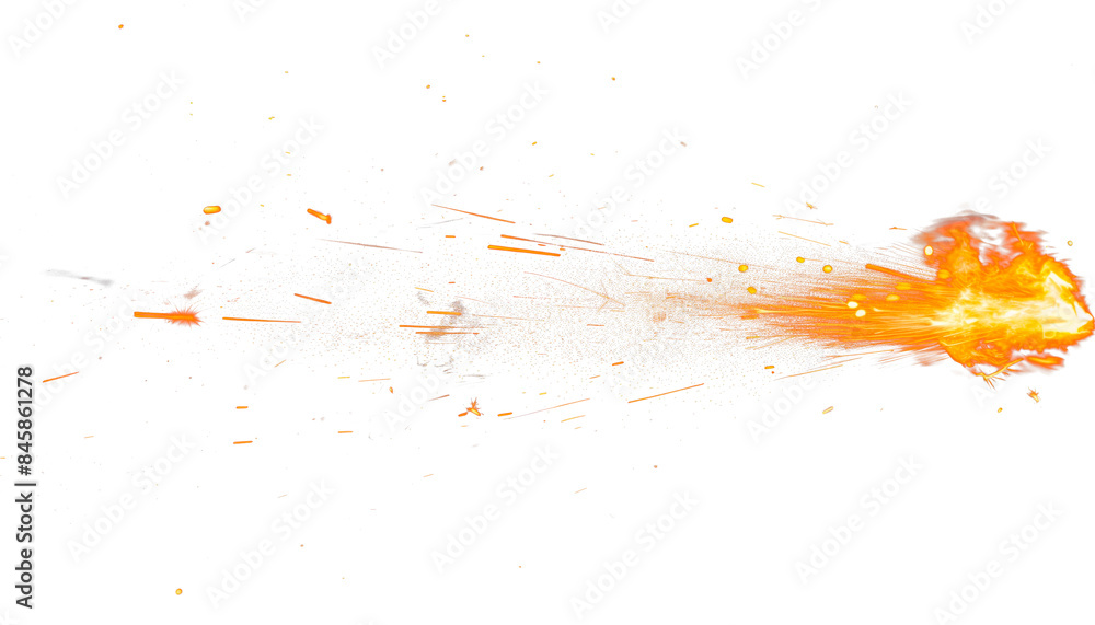 Isolated image of a muzzle flash on a white or transparent background ...