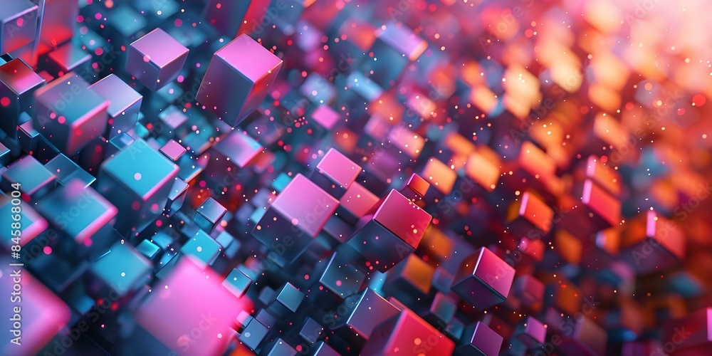 Visualization of digital data flow using blocks of different sizes and ...