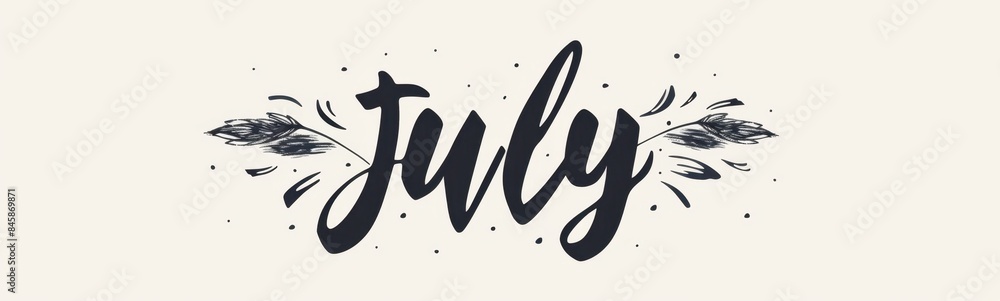 The handwritten text "july" in cursive script, black on a white ...