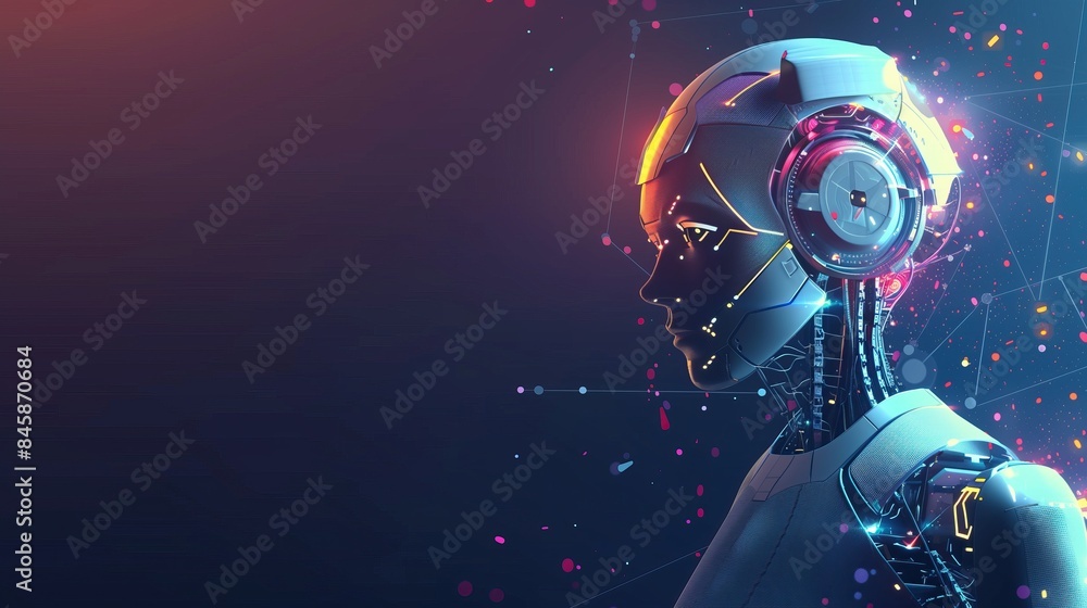 futuristic ai advanced humanoid robot with intricate details glowing ...
